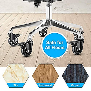 AGPtEK Office Chair Casters Heavy Duty with Screwdriver 2.5" Universal Fit, Safe Roller Wheel Replacement for Hardwood Floors Mat Carpet Tile Universal Fit - Set of 5 All with Brake System