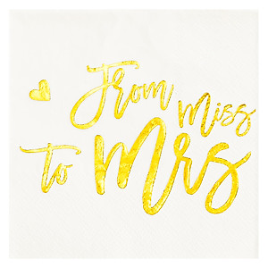 Calculs From Miss to Mrs Bridal Shower Beverage Napkin Gold Foil for Bachelorette/Engagement Party Paper Table Supplies 55 Pcs