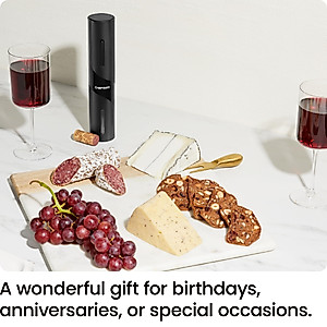 Chefman Electric Wine Opener Makes Opening Bottles Fast, Foolproof, And Fun! Black, Battery-Operated 4-Piece Corkscrew Set Comes With A Foil Cutter, Pourer, And Vacuum Stopper