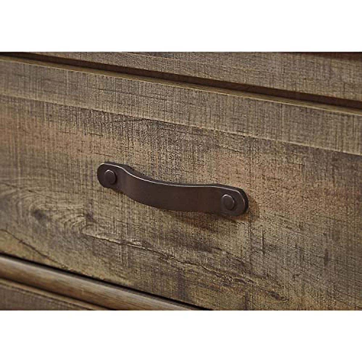 Signature Design by Ashley Trinell Rustic 2 Drawer Nightstand with USB Charging Stations, Warm Brown