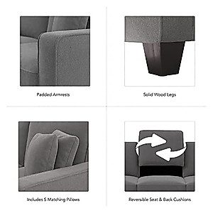 Bush Furniture Stockton U Shaped Sectional Couch with Reversible Chaise Lounge, 127W, French Gray Herringbone