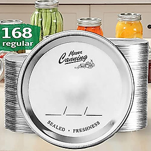 [ 168 Count, REGULAR ] Mouth Canning Lids for Mason Jars - Split-Type Metal Lid for BALL KERR Jar - Airtight Sealed - Food Grade Material