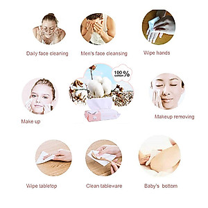Extra Thick Cotton Tissue Careboree Face Drying Towel for Men Women Kids Disposable Dry Wipes Unscented Makeup Removing (3 pack)