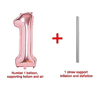 Rose Gold 1 Balloons,40 Inch Birthday Foil Balloon Party Decorations Supplies Helium Mylar Digital Balloons (Rose Gold Number 1)