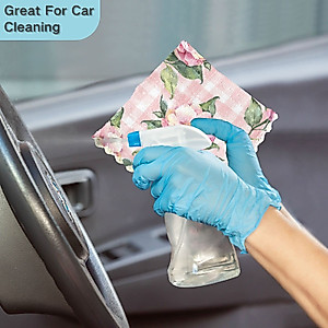 SUABO Pink Rose Plaid Checkered Kitchen Dishcloths, 6 Pack Dish Towels Quick Drying Tea Towels Absorbent Cleaning Towels Tableware Towel for Kitchen Bathroom