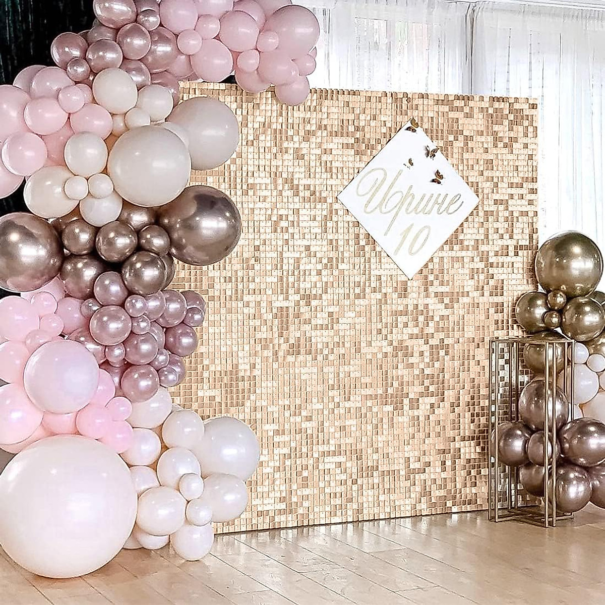 Champagne Shimmer Wall Backdrop Sequin Backdrop 6ftx4ft Glitter Party Backdrop for Bridal Shower Birthday Decorations Bachelorette Party Supplies