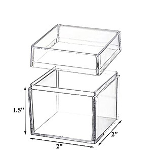 Okllen 36 Pack Acrylic Square Cube, Small Clear Box with Lids, Treat Gift Boxes Candy Storage Container for Cosmetics, Makeup, Jewelry, Party Favor, 2x2x2 Inches
