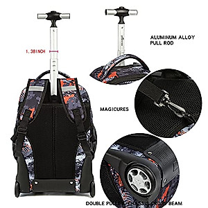 MOHCO 19 inch Rolling Backpack Set Wheeled School Book bag with Insulated Lunch Bag and Pencil Case (Moto)