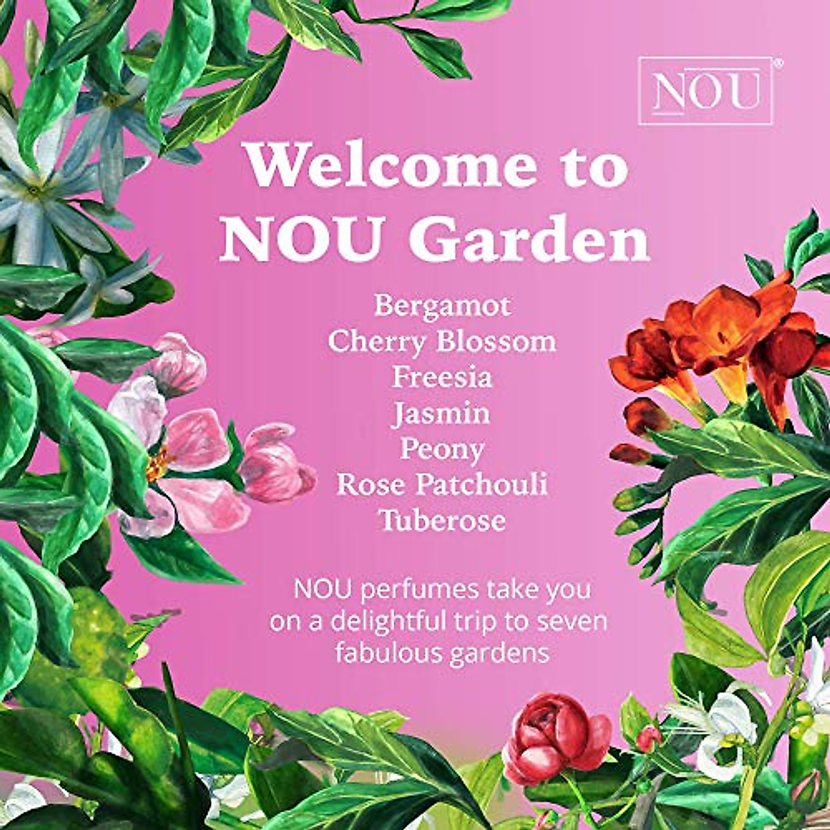 NOU Cherry Blossom Perfume – Floral Perfume with Sweet Fruity Notes – Natural Perfume for Women with Essential Oils – Fresh Smelling Perfume Cherry Blossom Perfume for Women – 1.7 fl oz EDP