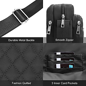 Black Quilted Crossbody Bags for Women Medium Nylon Crossbody Purse Stylish Travel Messenger Shoulder Bag Trendy Crossbody Purses Fashion Designer Cross Body Bag