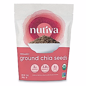 Nutiva Organic Premium Raw Ground Chia Seeds, 12 Oz, USDA Organic, Non-GMO, Whole 30 Approved, Vegan, Gluten-No & Keto, Nutrient-Dense Seeds with 3g Protein & 5g Fiber for Salads, Yogurt & Smoothies