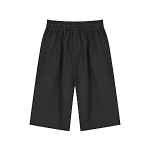 SMIDOW Jean Shorts with Rhinestone Fringe Shorts for Women Bermuda Cotton Linen Knee Length Drawstring Pocket Shorts Pants Solid Long Shorts Below The Knee Black XL