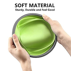 Collapsible Bowls For Camping, Set of 4 Silicone Food Storage Containers with Lids, Rv storage and organization, Rv Kitchen Accessories, BPA Free, Microwavable, Freezer, Dishwasher Safe Green