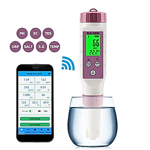 Digital Tester Blue Tooth-Compatible Water Quality Pen 7 in 1 PH EC TDS ORP Salt S.G Temp Meter APP Intelligent Control Tester