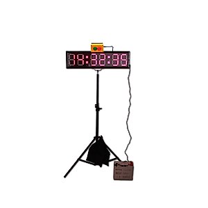EU 4 Inch Char High 6 Digits RGB(7 Colors) LED Race Timing Clock for Running Events (Red+Buttons Box)
