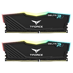TEAMGROUP T-Force Delta RGB DDR4 32GB (2x16GB) 3600MHz (PC4-28800) CL18 Desktop Gaming Memory Module Ram Black - TF3D432G3600HC18JDC01