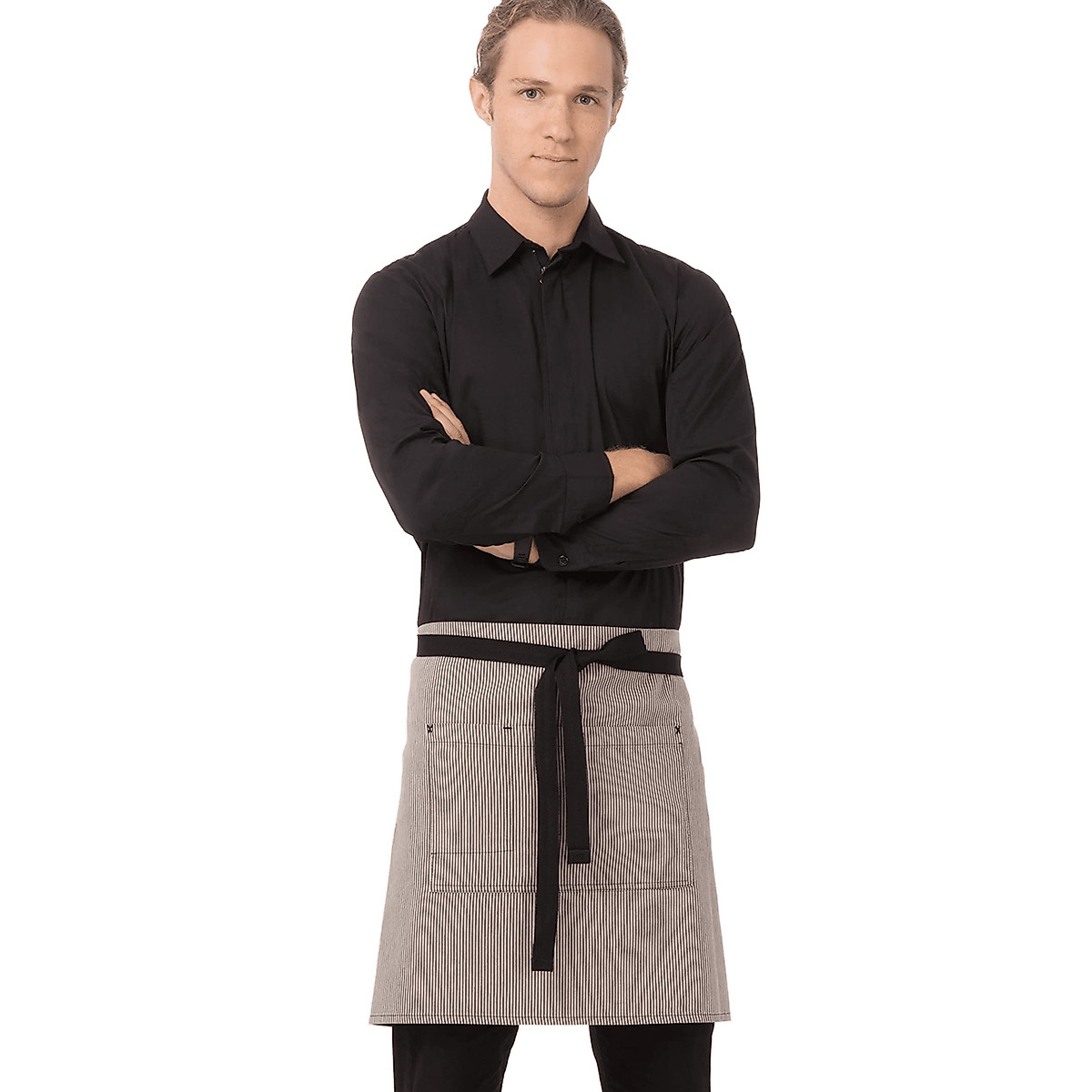 Chef Works Unisex Portland Half Bistro Apron, Black, One Size