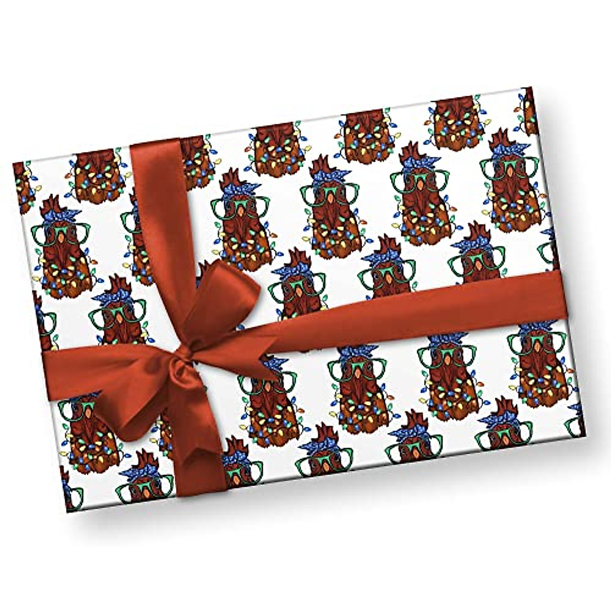 Funny Quirky Mama Chicken Gift Wrap Country X-mas Thick Christmas Wrapping Paper (6 foot x 30 inch roll)