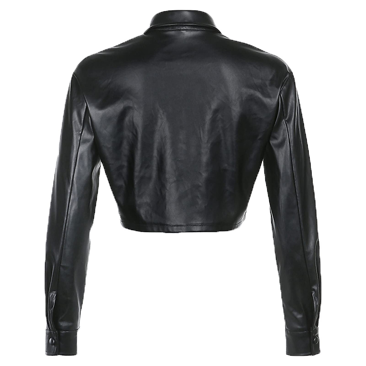 GXFGZZRS Womens Faux Leather Jacket Casual Cropped Motorcycle Coat Snap Front PU Moto Biker Outwear