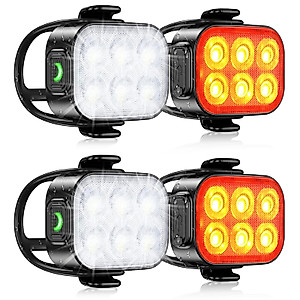 Zewdov Bike Lights for Night Riding, USB Rechargeable Bike Lights Front and Back, Waterproof IP65 Bicycle Light, 4+6 Modes Bike Headlight and Tail Light Set,1.5 Hrs Fast Charging, Easy to Install