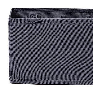 Qozary 3 Pack Sock Underwear Drawer Organizer Dividers, Non-Woven Fabric Collapsible Cabinet Closet Storage Boxes for Clothes, Socks, Lingerie, Underwear, Tie, Belt, Baby, Bedroom (Gray, 6 Cells)