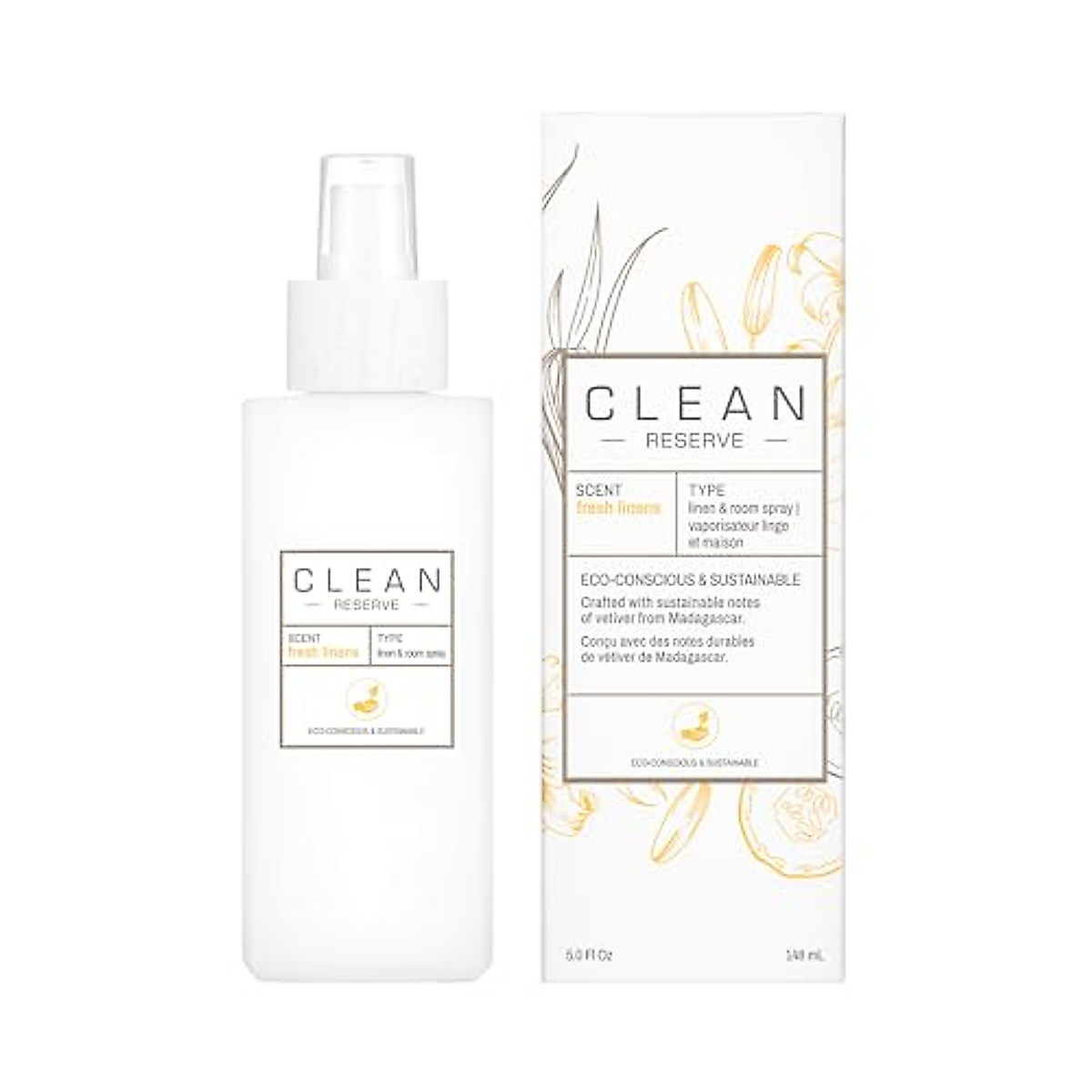 CLEAN RESERVE Home Linen & Room Spray | Aromatic Mist in Reusable Glass Vase | Gentle Vegan Formula | Perfect Freshener for Fabrics or Air | 5.0 oz/148 mL