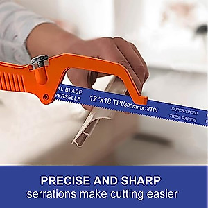 Hacksaw Replacement Blades BI-Metal (10 Pack) High Speed Steel Grounded Teeth