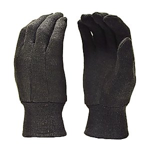 Heavy Weight 9OZ. Cotton Brown Jersey Work Gloves, Knit Wrist, Sold by Dozen (12-Pairs) - X-Large