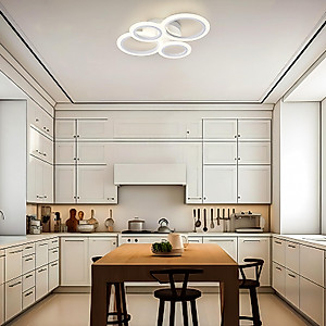 ZUYURT Modern LED Ceiling Light, White Flush Mount Ceiling Light, 4 Rings Close to Ceiling Lamp Lighting Fixture for Kitchen, Living Room, Bedroom, Laundry Room, 4000K