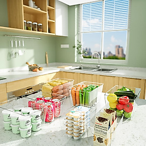 BALEINE Refrigerator Organizers and Storage Bins, 6 PK Plastic Clear Storage Bins, BPA Free Freezer Organizer Stackable Storage Bins with Handles for Fridge Kitchen Cabinet Bathroom (9.5x5.5x4.5)