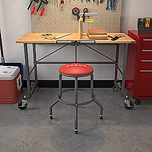 CoscoProducts COSCO All Steel, Vinyl Work Seat with Rolling Casters, 300lb Weight Capacity