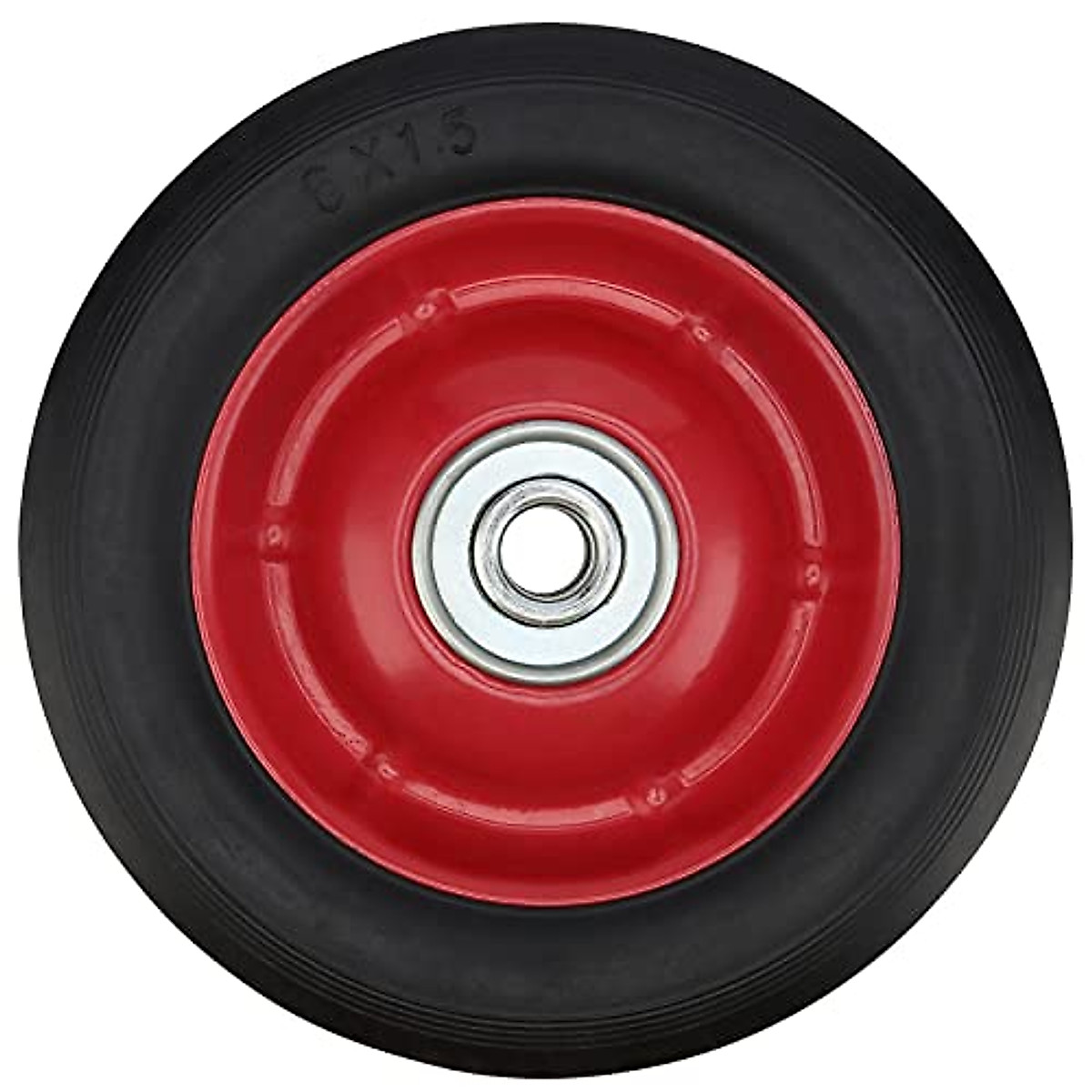 PINGEUI 4 PCS 6 Inch Solid Rubber Tire, Flat Free Solid Rubber Wheels, Hand Truck Replacement Wheels, 1/2-Inch Axle Hole, 176 lbs Max Load-Bearing Capacity