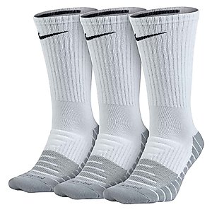 Nike Dry Cushion Crew Training Sock (3 Pairs),White,X-Large
