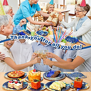 Tiangrid 96 Pcs Pastor Appreciation Decoration Thank You Customer Service Week Party Supplies We Appreciate You Disposable Plates and Napkins Set for Christmas Retirement Employee Appreciation Party