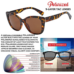 PolarSpex Cat Eye Sunglasses for Women - Trendy & Polarized Oversized Womens Sunglasses - Fashionable Shades for Women