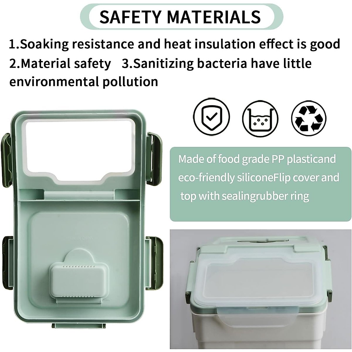 RUIAN Large Airtight Storage Container,25lb Flour Rice Storage Containers Bin with Wheels Seal Locking Lid, with Measuring Cup&Scoop for Flour, Rice, Grain(Green, 4PCS)