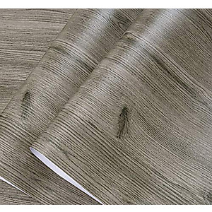 Redodeco Ash Grey Wood Grain Adhesive Paper Counter Top Vinyl Furniture Cabinets Wardrobe Shelf Liner Wallpaper Sticker Decal,12inch X 79inch