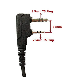 KS K-STORM Covert Acoustic Tube Walkie Talkie Earpiece Headset with Mic Compatible with 2 Pin Kenwood Two Way Radio, PU Material, Black