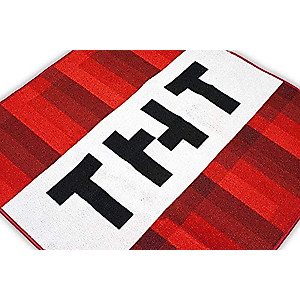 Minecraft Area Rug TNT Block Decorations Merch Video Game Decorations TNT Decorations | 39-Inch Square Area Rug