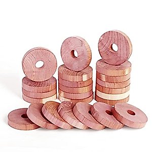 GOGOUP Cedar Rings for Hangers, Cedar Blocks for Clothes Storage 100% Natural Aromatic Cedar Wood for Closets and Drawers 24-Pack