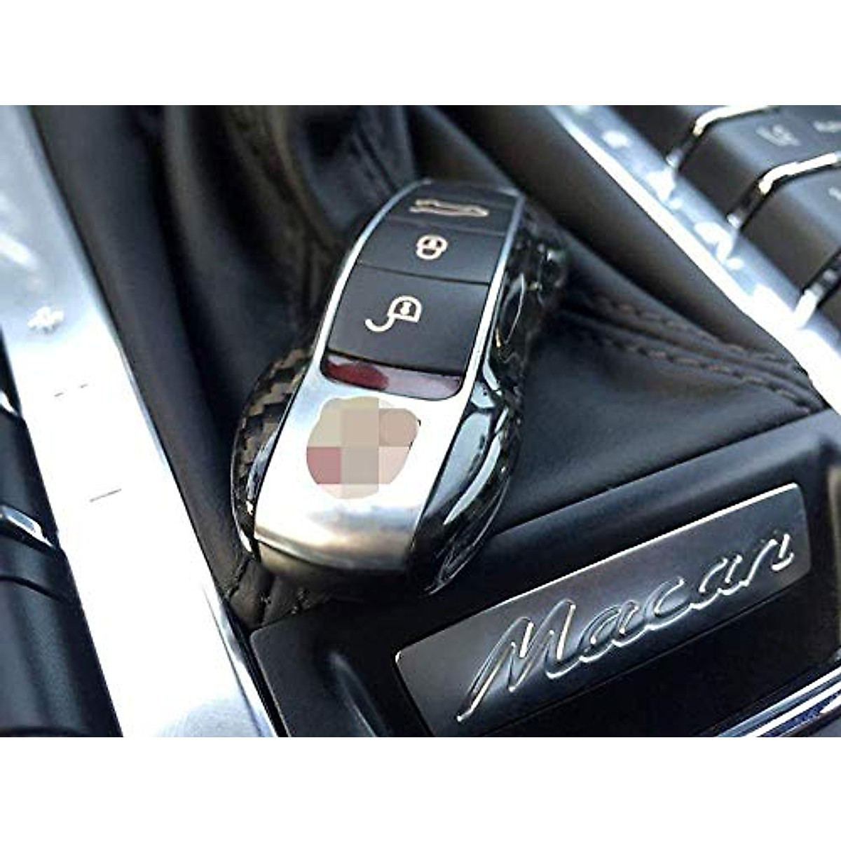 iJDMTOY Direct Replacement Black Carbon Fiber Pattern Key Fob Side Panel Trims Compatible with Porsche Cayenne Panamera Macan 911, etc