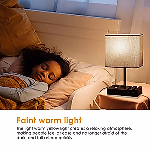 EVISTR Fully Dimmable Table Lamp, Lamp for Bedroom 2 USB Ports, Bedside Lamps with 2 AC Outlet and Phone Slots, Small Table Lamp for Living Room, Grey Nightstand Lamp for Reading, LED Bulb Included