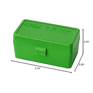 MTM 50 Round Flip-Top Rifle Ammo Box 22 Hornet, .30 Carbine, .218 BEE (Green)
