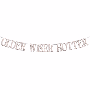 Rose Gold Glitter Older Wiser Hotter Banner, Death to My Youth 30th Birthday Banner Decorations, Funny 30th Birthday Party Decorations for Women