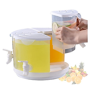 1.45 Gallon Beverage Dispenser for Fridge, Rotate 360° Removable 4-Grid Plastic Drink Dispenser, Clear Refrigerator Juice Dispenser with Lid and Spout for Lemonade, Tea, Cold Water