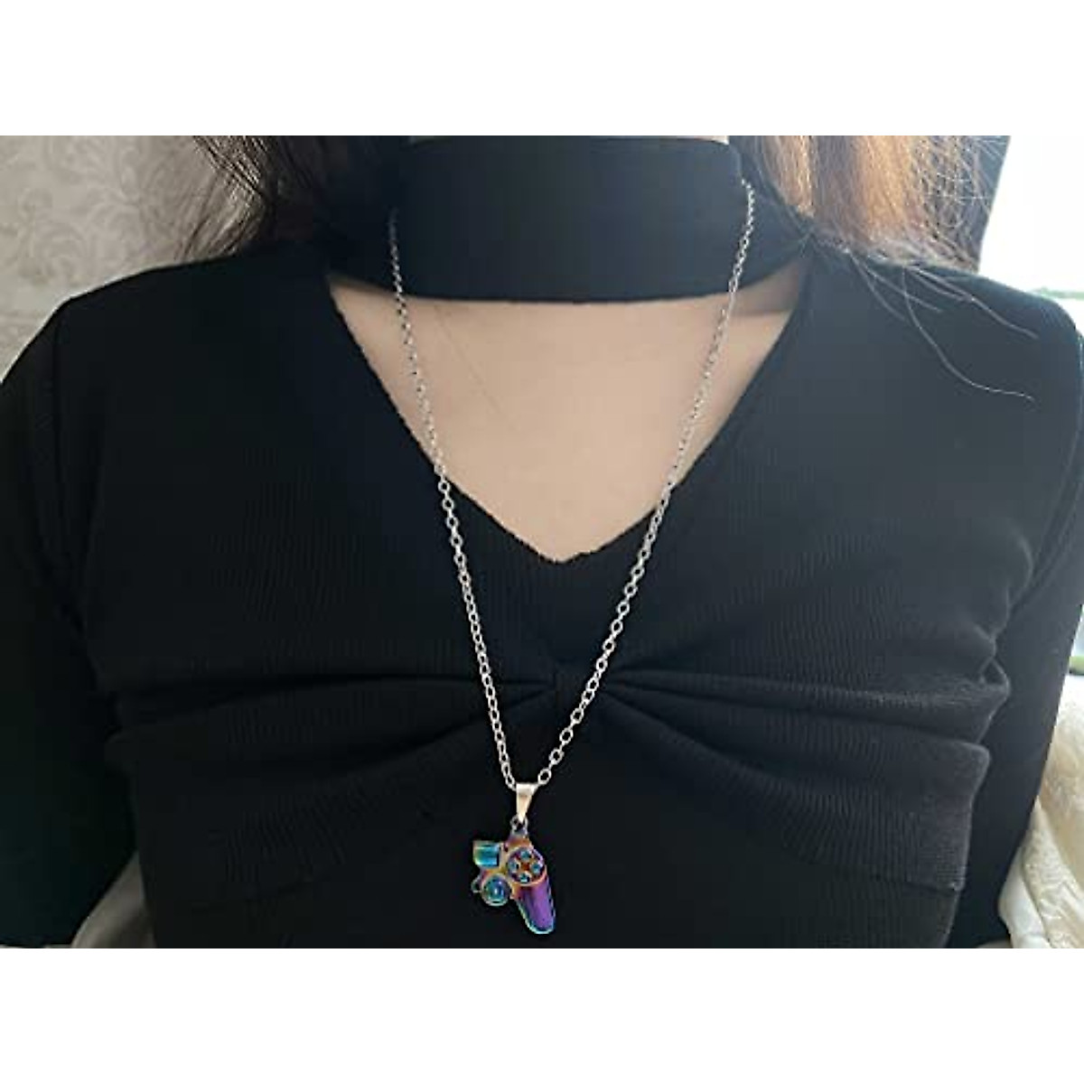 CJIAYUJEW Game Controller Necklace for Couples, Matching Necklace for Best Friend, Friendship Sister Necklace (Color)