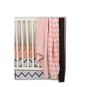 Bacati - 2 Pack Girls Essentials Classic Super Soft Breathable 100% Cotton Muslin Baby Crib Fitted Sheets - Fits Standard 28 x 52 x 5 Crib & Toddler Mattresses (Ikat Dots Coral)