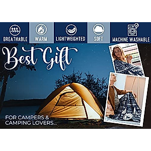 InnoBeta Camping Gifts for Women or Men Lovers Throw, Flannel Blanket, Happy Campers Decor Outdoor, RV Campsite Travel Hiking 50" x 65" - Camping Rules