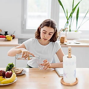 Wood Paper Towel Holder Countertop, Paper Towel Standing Paper Towel Organizer Roll Dispenser for Kitchen, Dorm, Dining Table, Countertop, 1 Pack