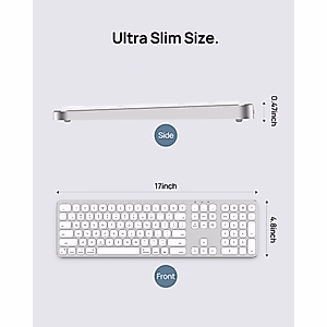 SODI Wireless Keyboard for Mac with Numeric Keypad, Backlit, Wireless, Rechargeable, Programmable Keys. Compatible with MacBook Pro/Air, iMac, Mac Mini/Pro, iPad, iPhone, US English, White